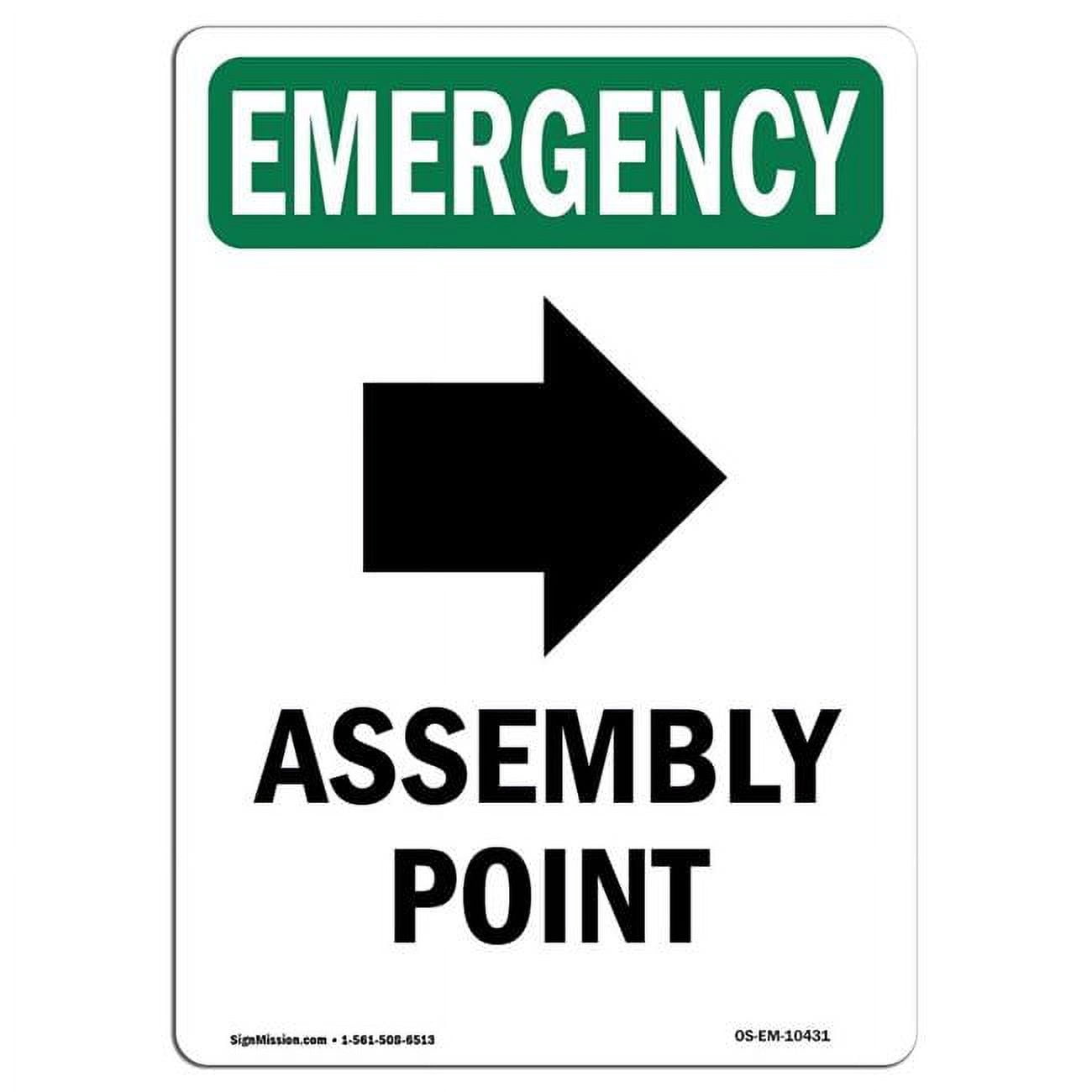 OSHA Emergency Sign - Assembly Point Right Arrow with Symbol - Walmart.com