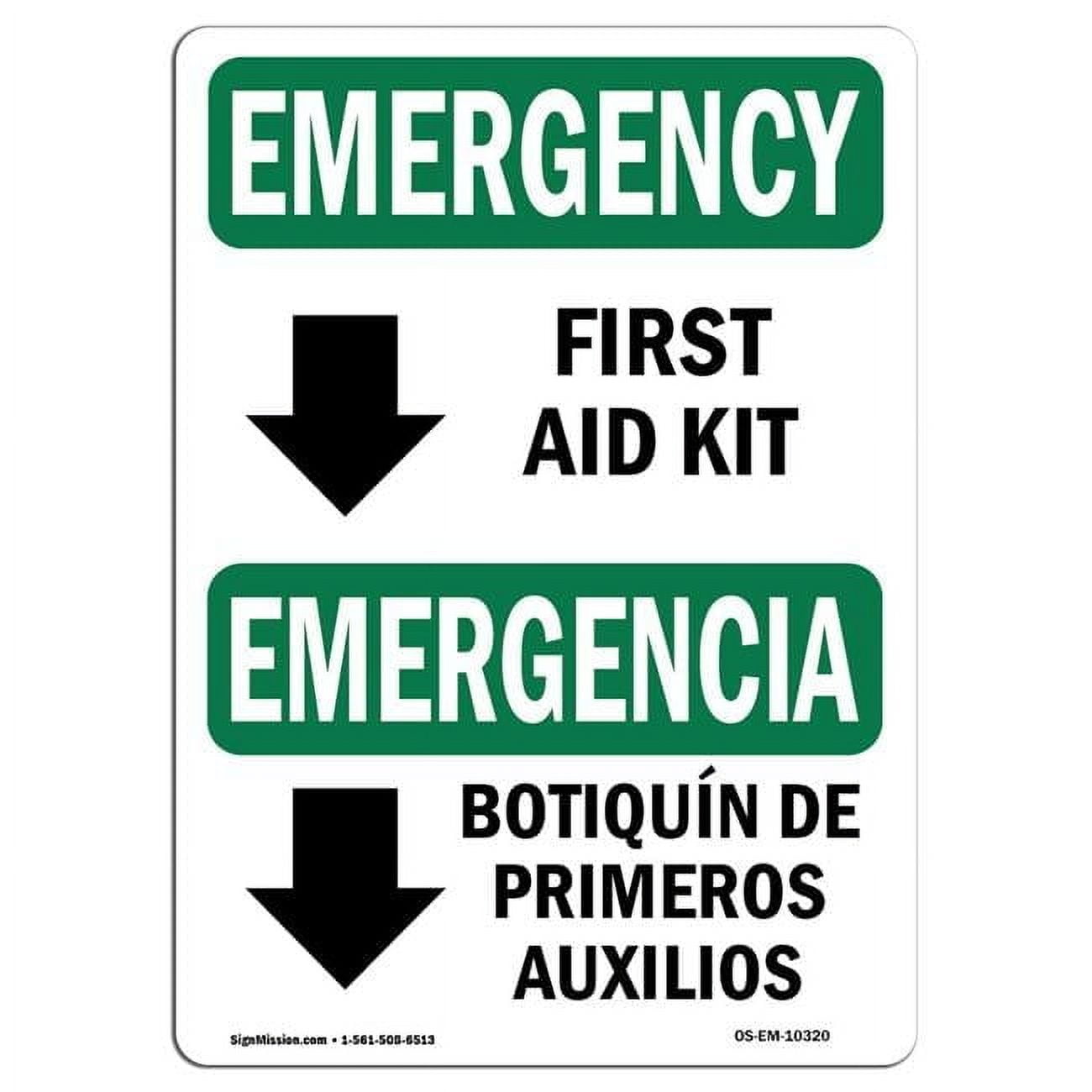 OSHA Emergency Sign - First Aid Kit Bilingual - Walmart.com