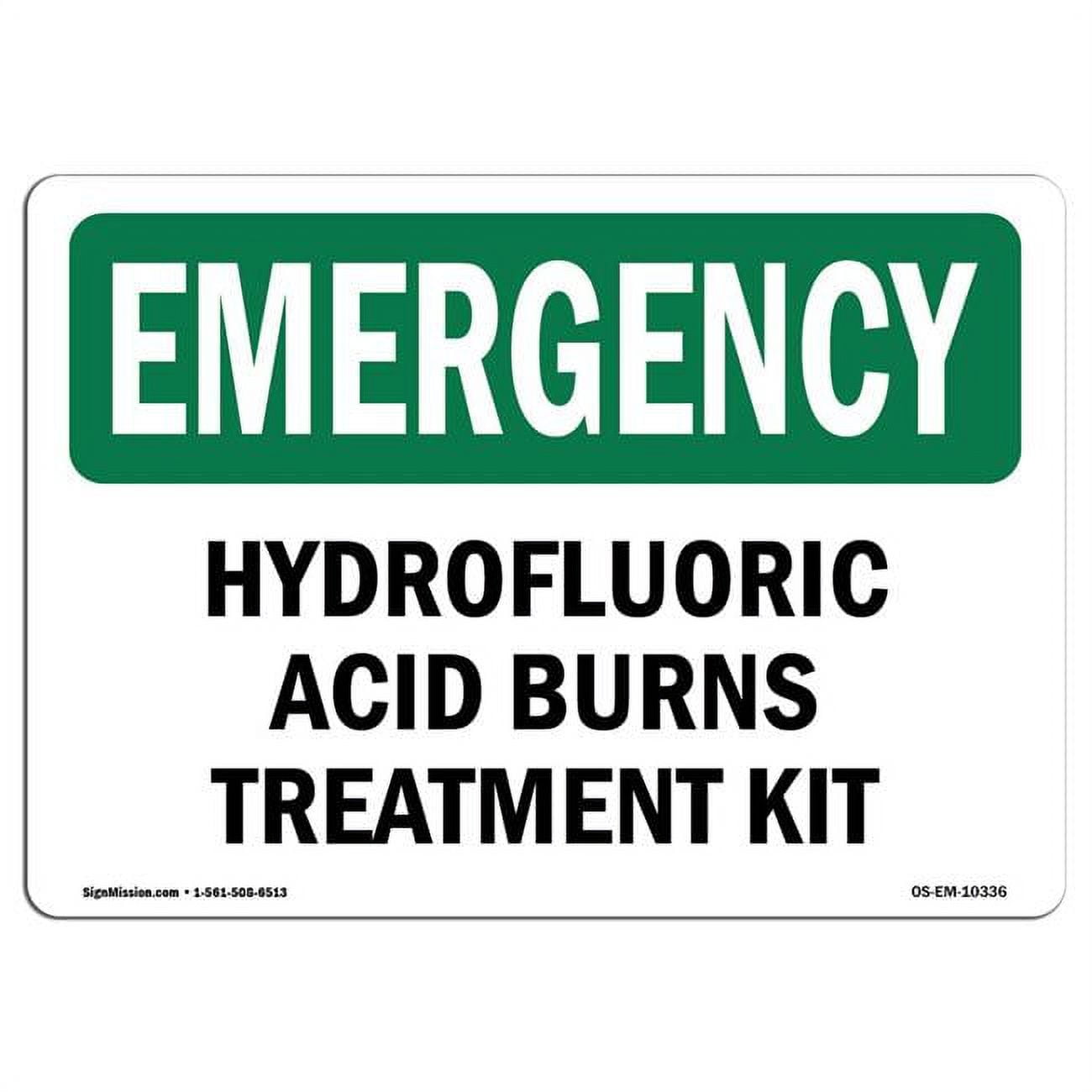 OSHA Emergency Sign - Hydrofluoric Acid Burns Treatment Kit - Walmart.com