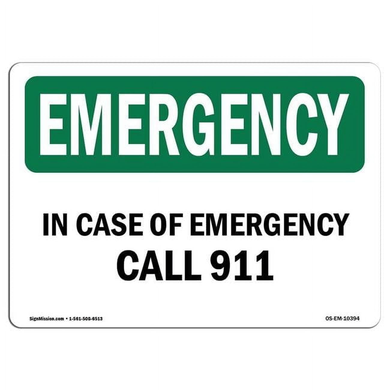 OSHA Emergency Sign - In Case of Call 911 - Walmart.com