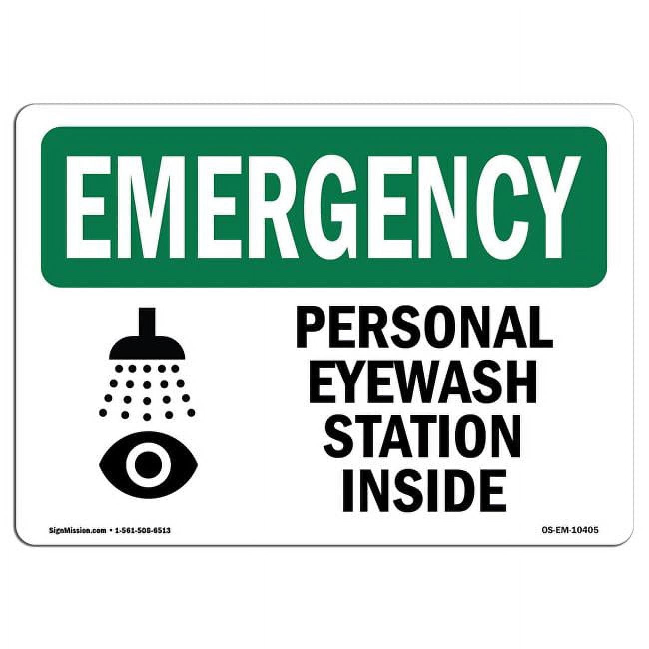 OSHA Emergency Sign - Personal Eyewash Station Inside with Symbol ...