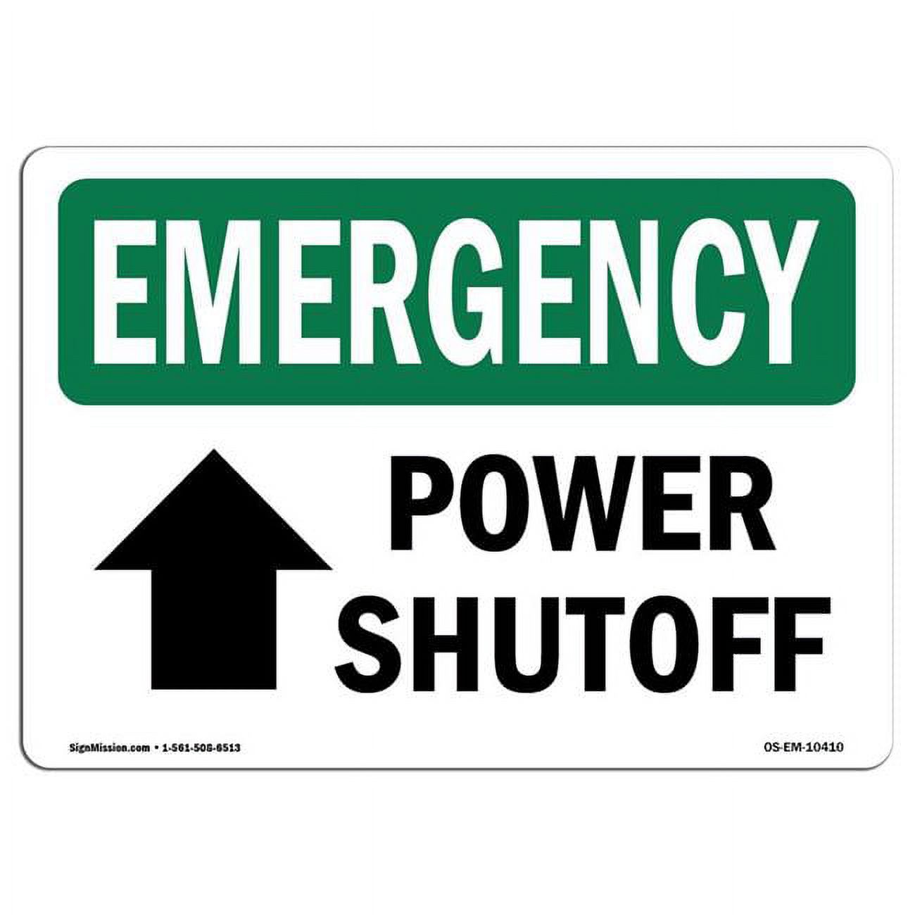 OSHA Emergency Sign - Power Shutoff Up Arrow with Symbol - Walmart.com