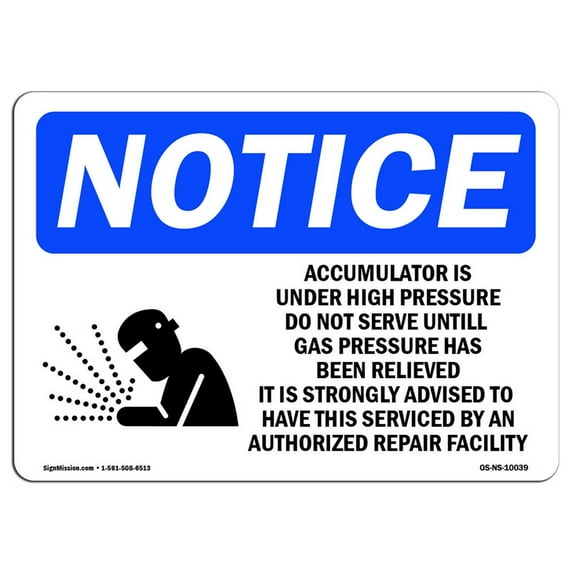 OSHA Notice Sign - Accumulator Is Under High Pressure Sign With Symbol ...