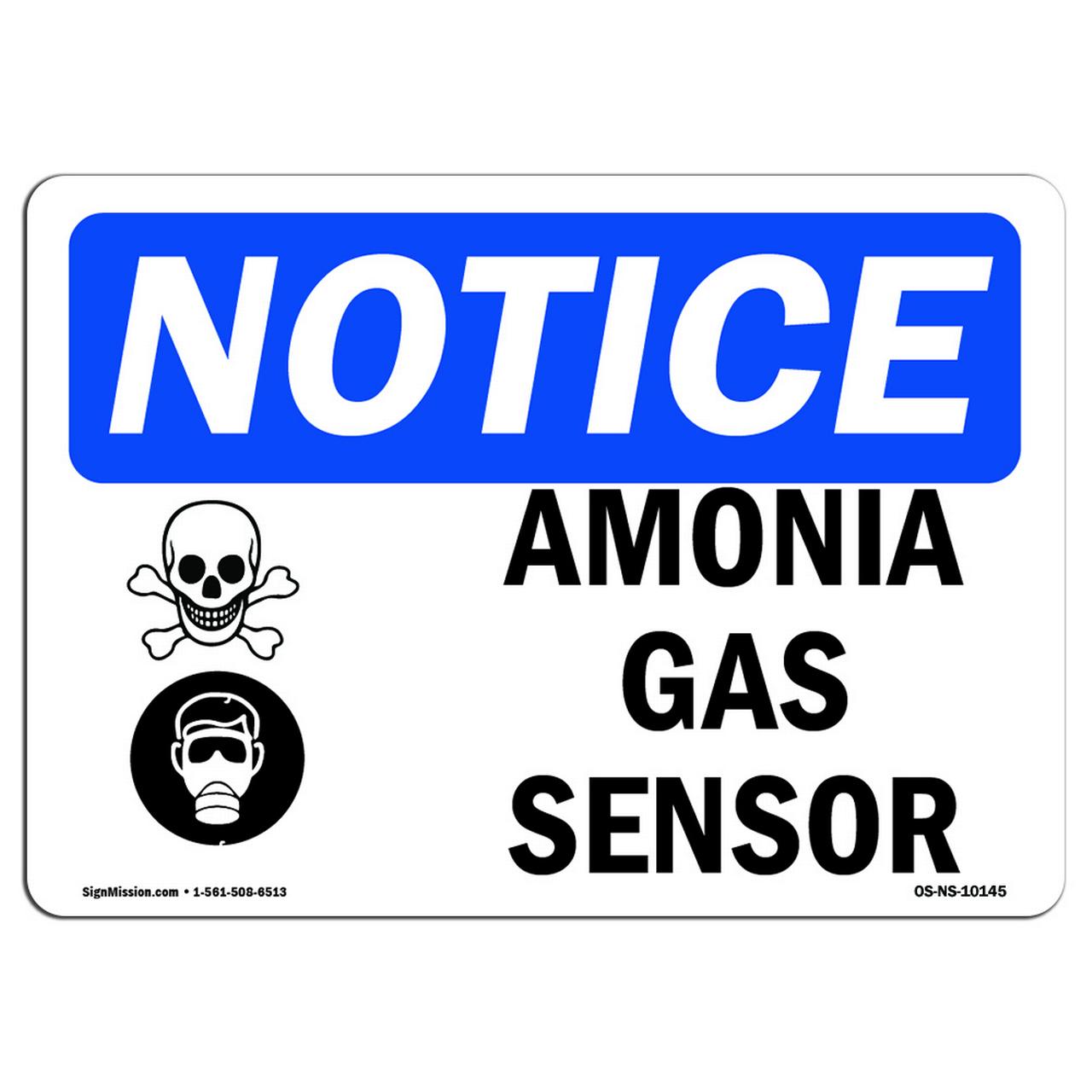 OSHA Notice Sign - Ammonia Gas Sensor Sign With Symbol | Decal ...