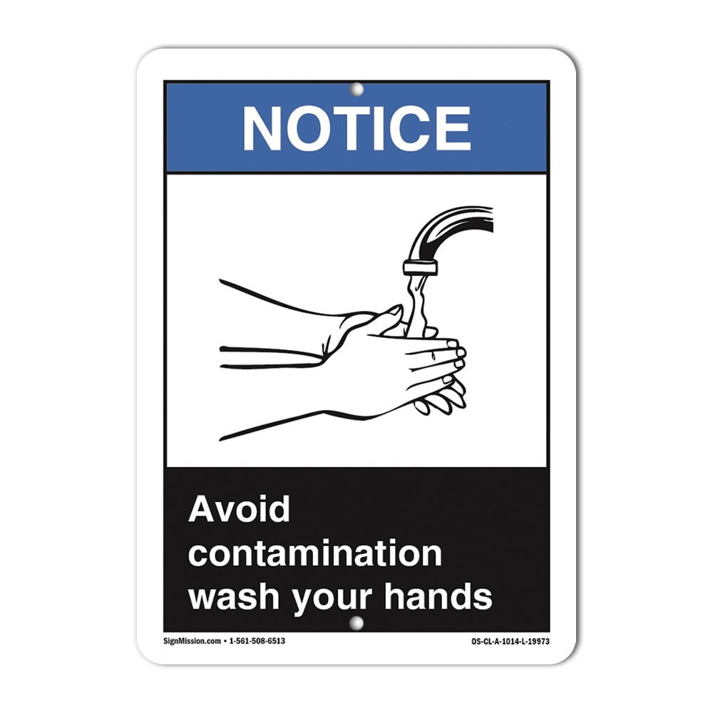 OSHA Notice Sign - Avoid Contamination Wash Your Hands | Aluminum Sign ...
