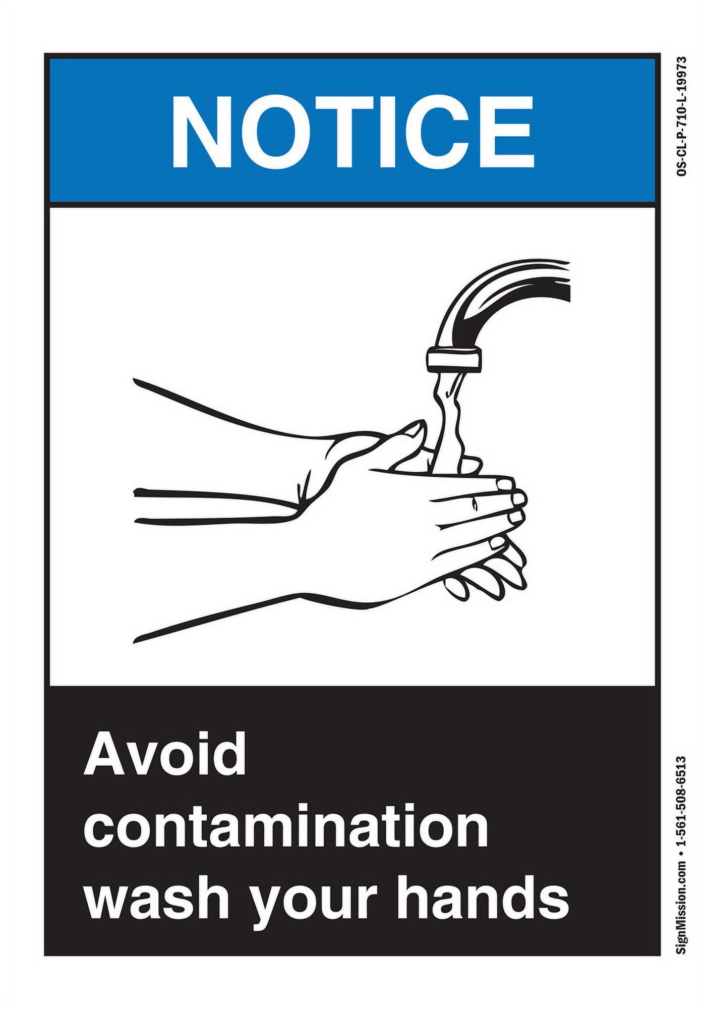 OSHA Notice Sign - Avoid Contamination Wash Your Hands | Vinyl Decal ...