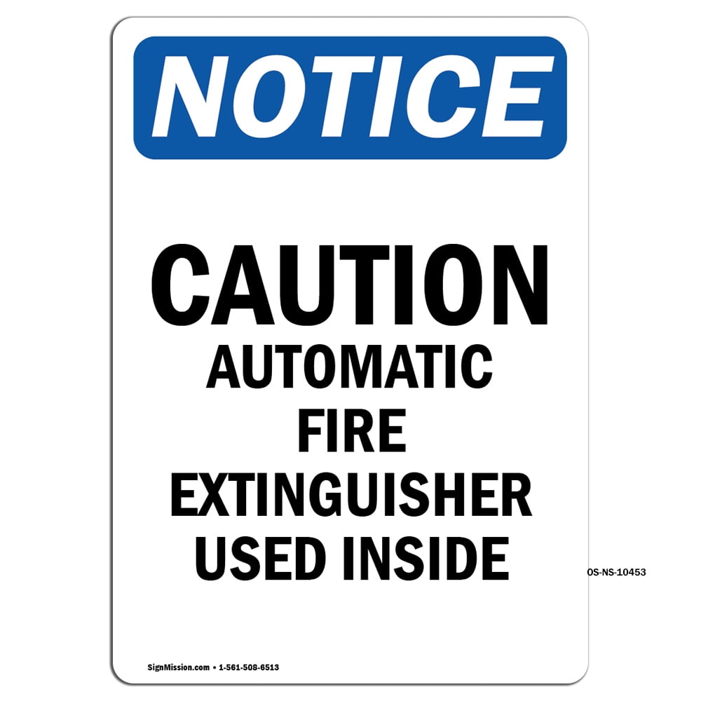 OSHA Notice Sign - Caution Automatic Fire Extinguisher | Decal ...