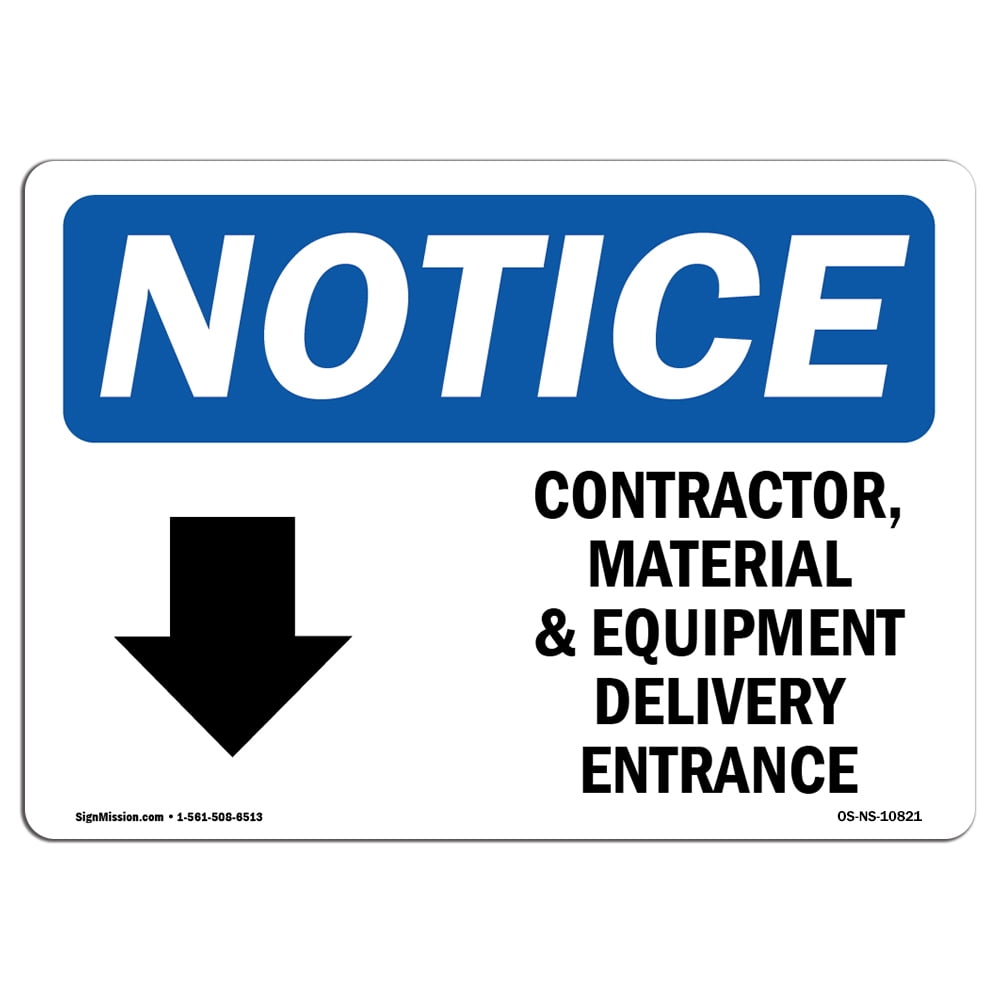 OSHA Notice Sign - Contractor Material And Equipment Sign With Symbol ...