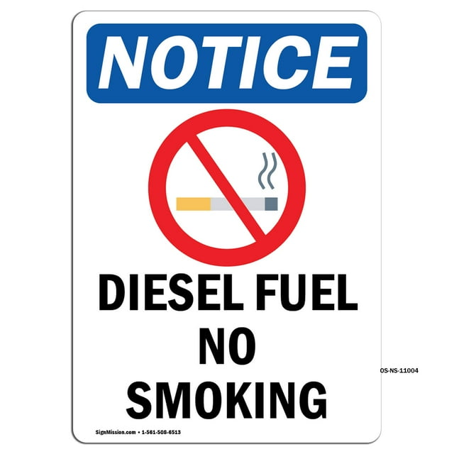 OSHA Notice Sign - Diesel Fuel No Smoking Sign With Symbol | Decal ...