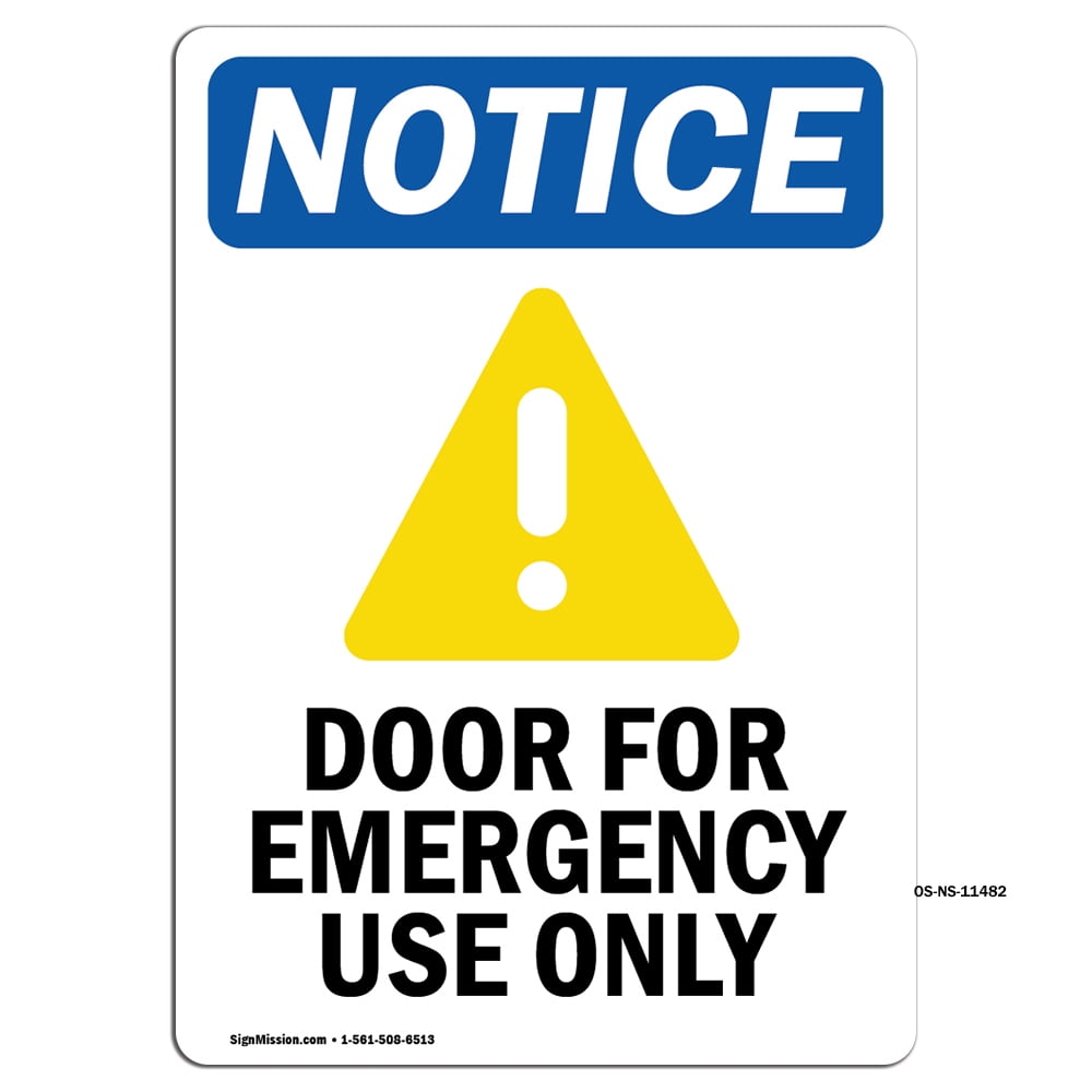 OSHA Notice Sign - Door For Emergency Use Only Sign With Symbol | Decal ...