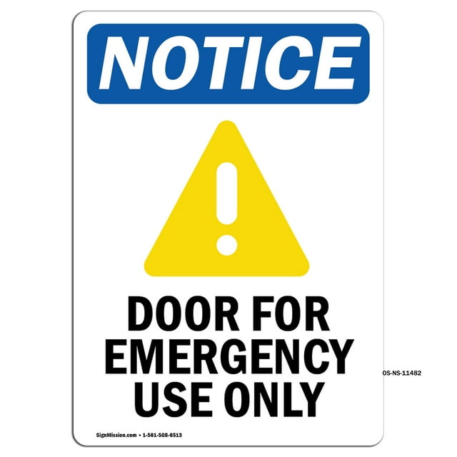 OSHA Notice Sign - Door For Emergency Use Only Sign With Symbol | Decal ...