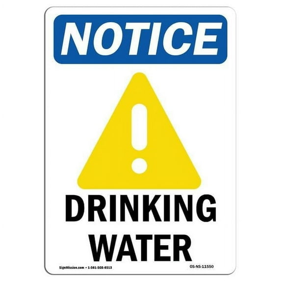 OSHA Notice Sign - Drinking Water with Symbol - Walmart.com
