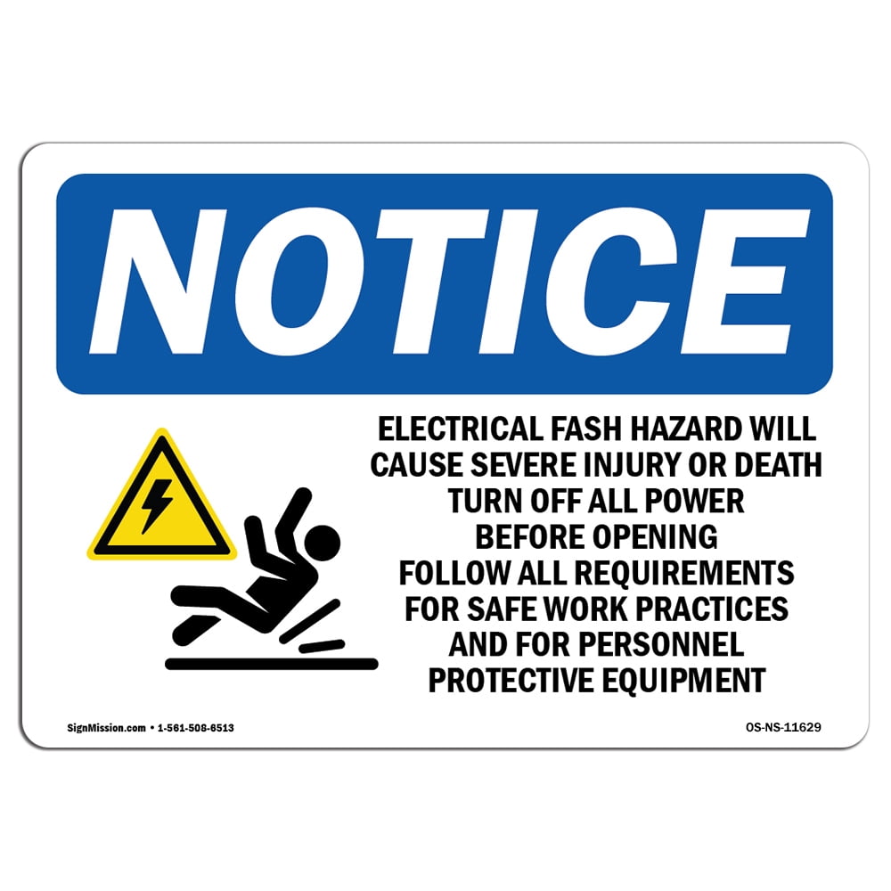 OSHA Notice Sign - Electric Flash Hazard Will Cause | Plastic Sign ...