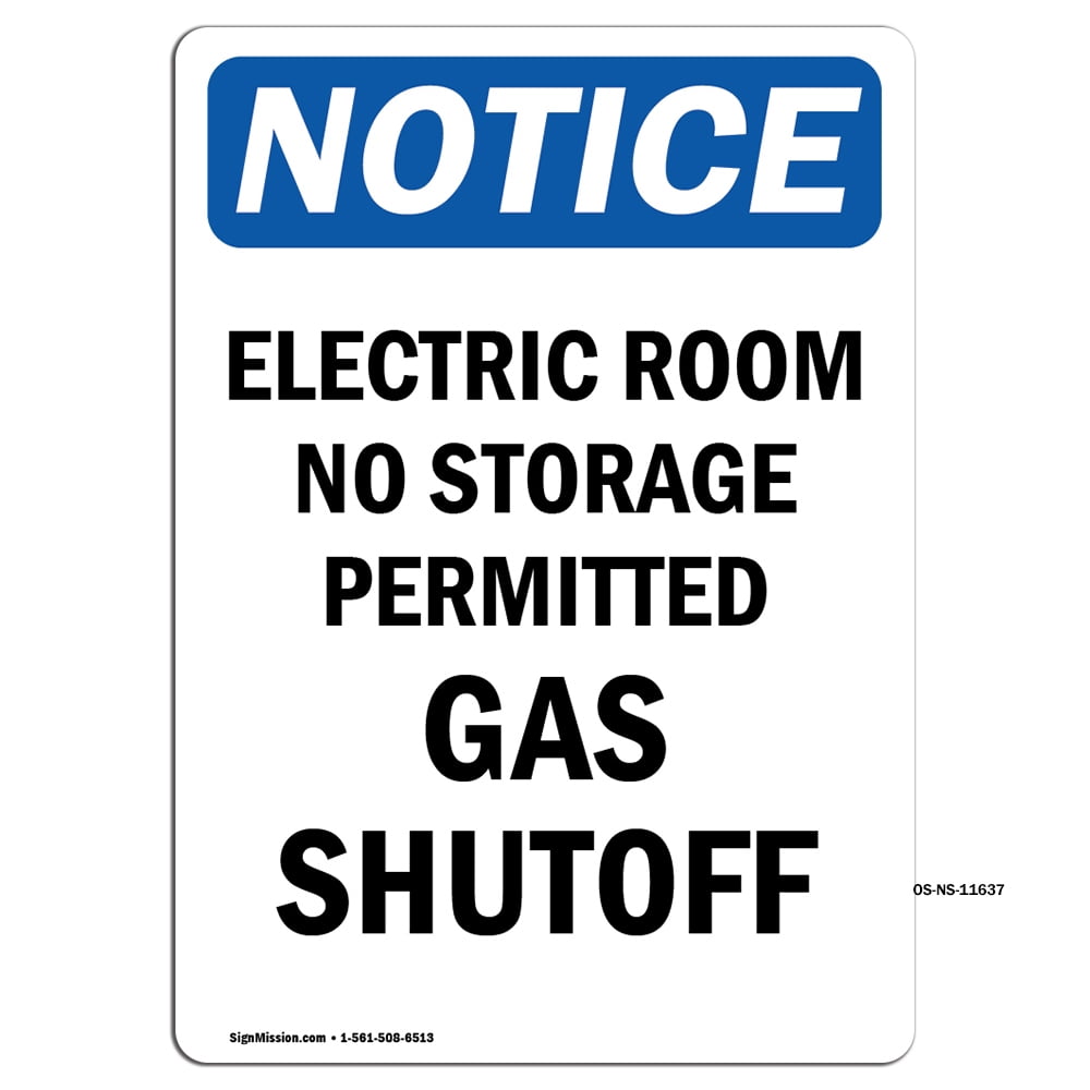 OSHA Notice Sign - Electric Room No Storage Permitted | Plastic Sign ...