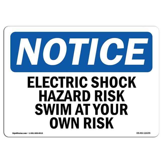 OSHA Notice Sign - Electric Shock Hazard Risk Swim Sign - Walmart.com