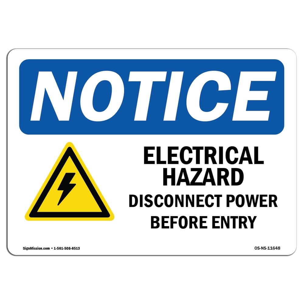 OSHA Notice Sign - Electrical Hazard Disconnect Sign With Symbol ...