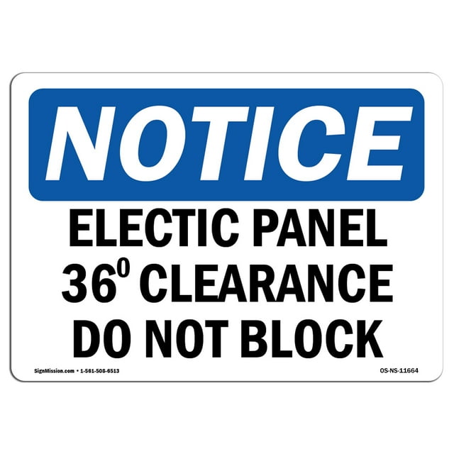 OSHA Notice Sign - Electrical Panel 36 Clearance Do Not Block | Decal ...