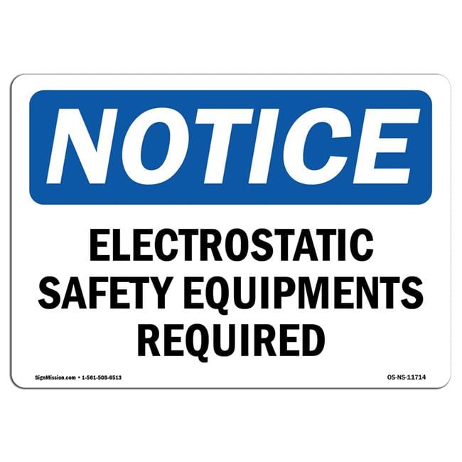OSHA Notice Sign - Electrostatic Safety Equipment Required Sign ...