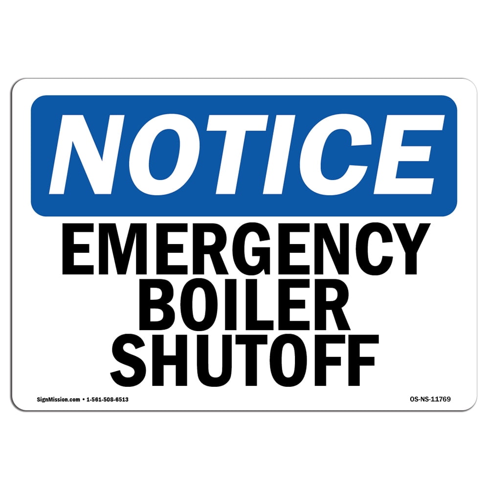 OSHA Notice Sign - Emergency Boiler Shutoff | Plastic Sign | Protect ...
