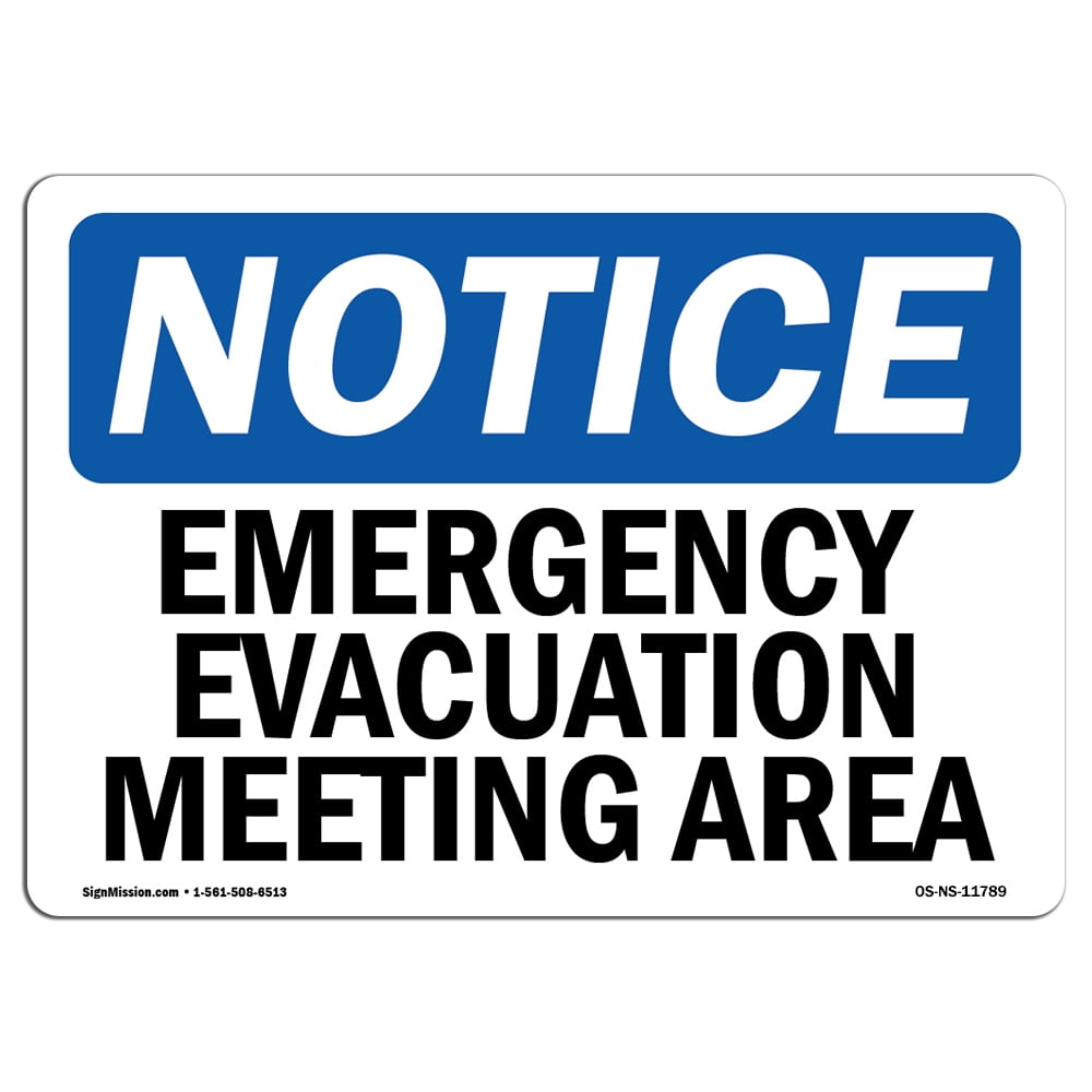 OSHA Notice Sign - Emergency Evacuation Meeting Area | Decal | Protect ...