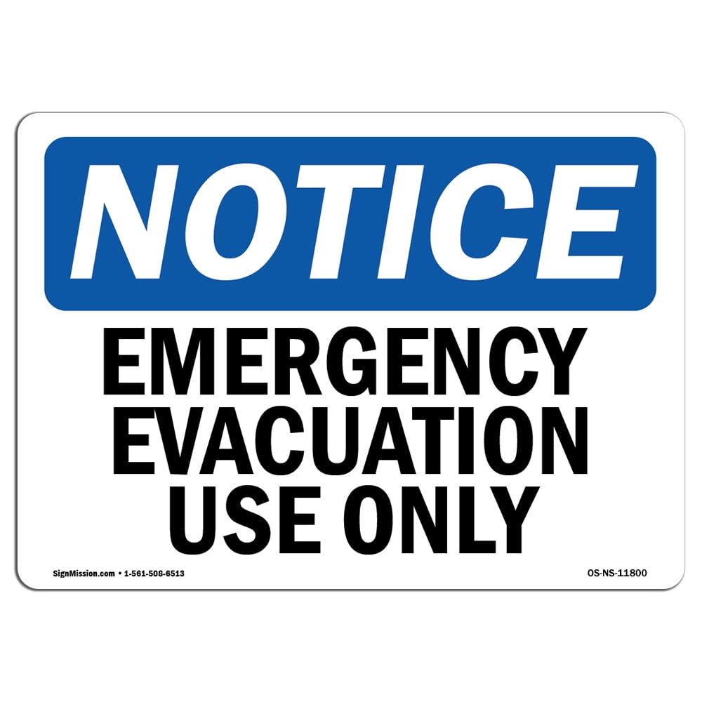 OSHA Notice Sign - Emergency Evacuation Use Only | Decal | Protect Your ...