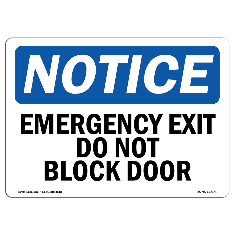 OSHA Notice Sign - Emergency Exit Do Not Block Door | Decal | Protect ...