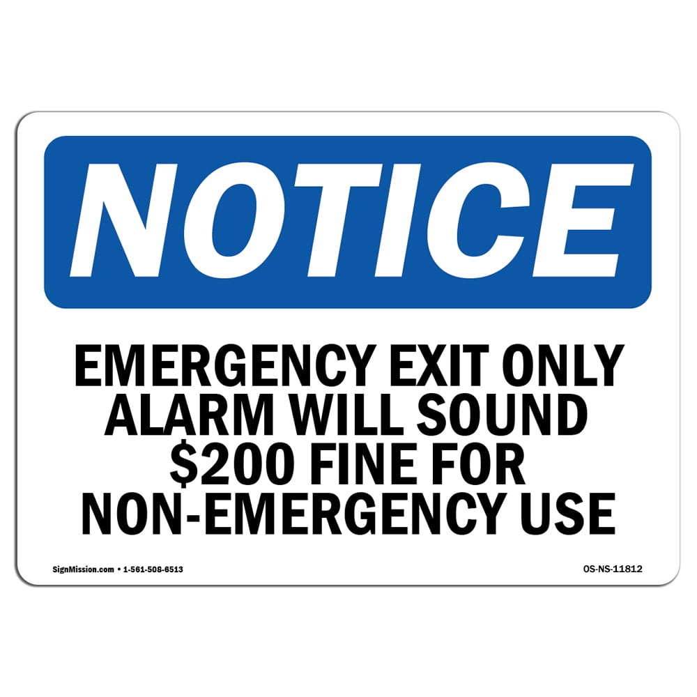 Emergency Exit Only Alarm Will Sound Sign