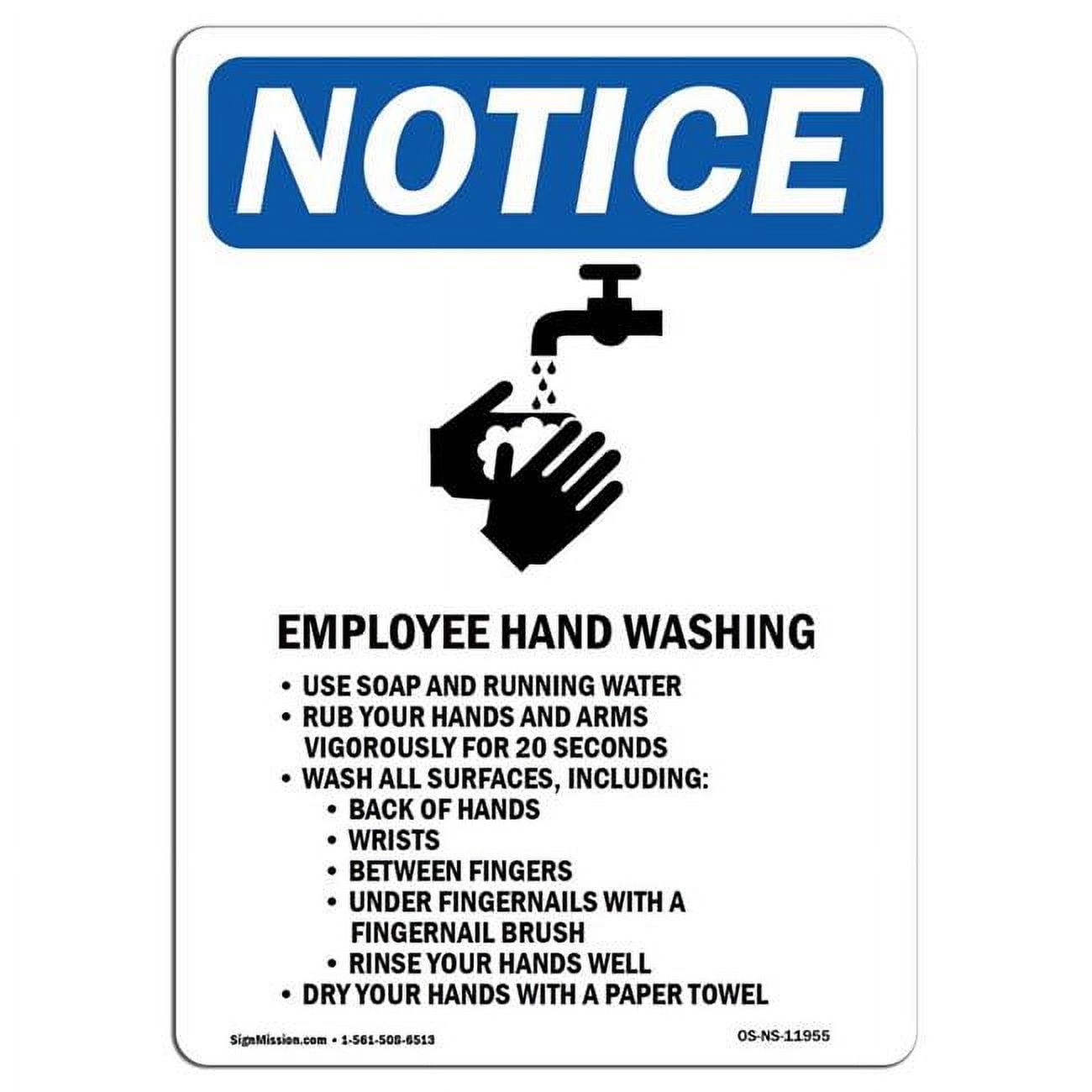 OSHA Notice Sign - Employee Hand Washing with Symbol - Walmart.com