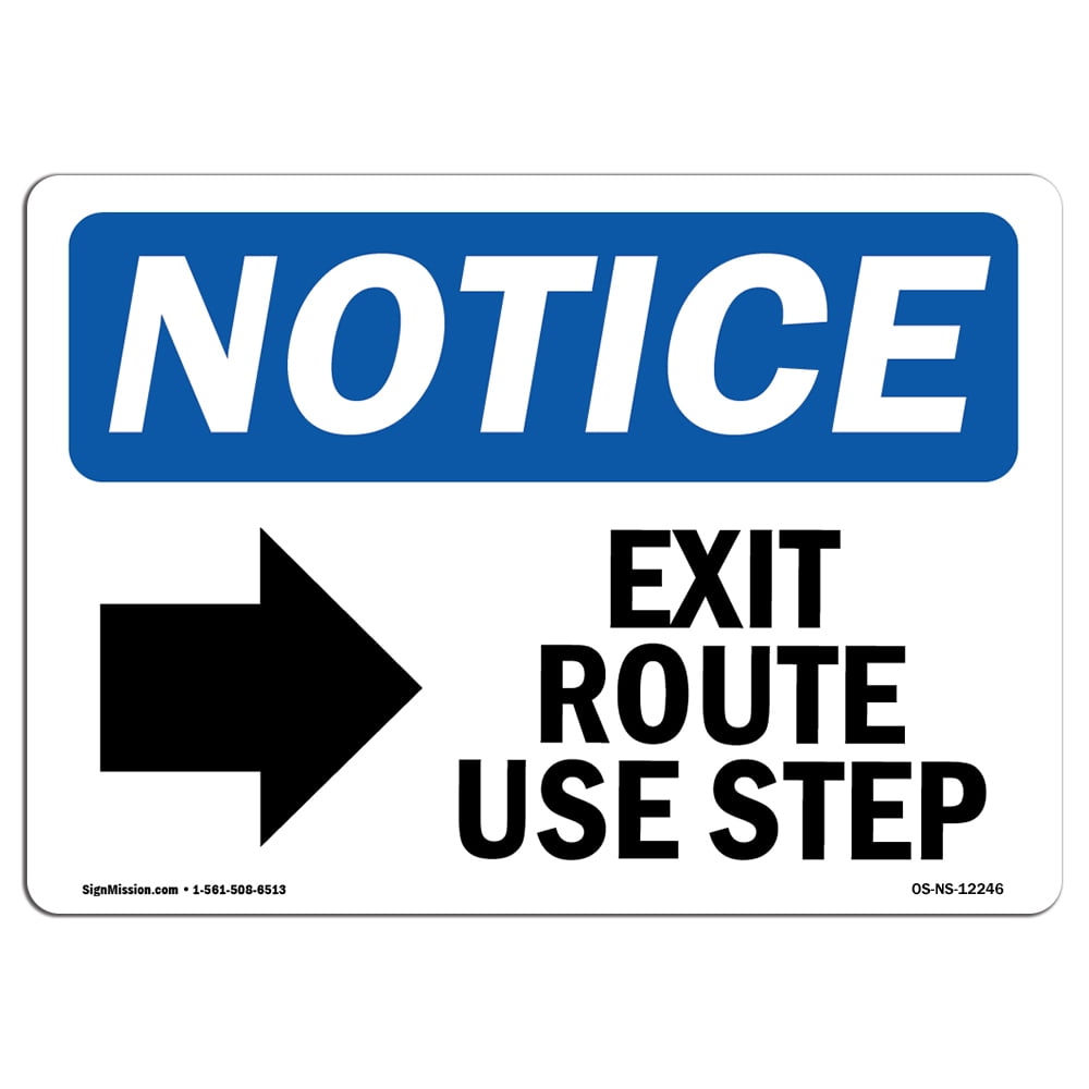 OSHA Notice Sign - Exit Route Use Step Sign With Symbol | Decal ...