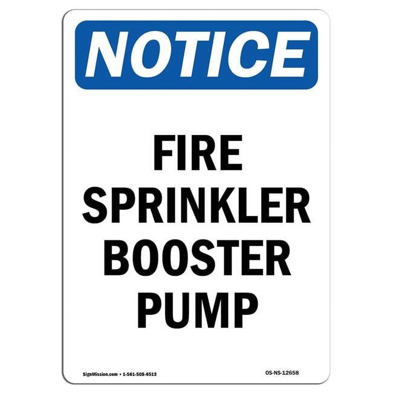 OSHA Notice Sign - Fire Sprinkler Booster Pump - Walmart.com