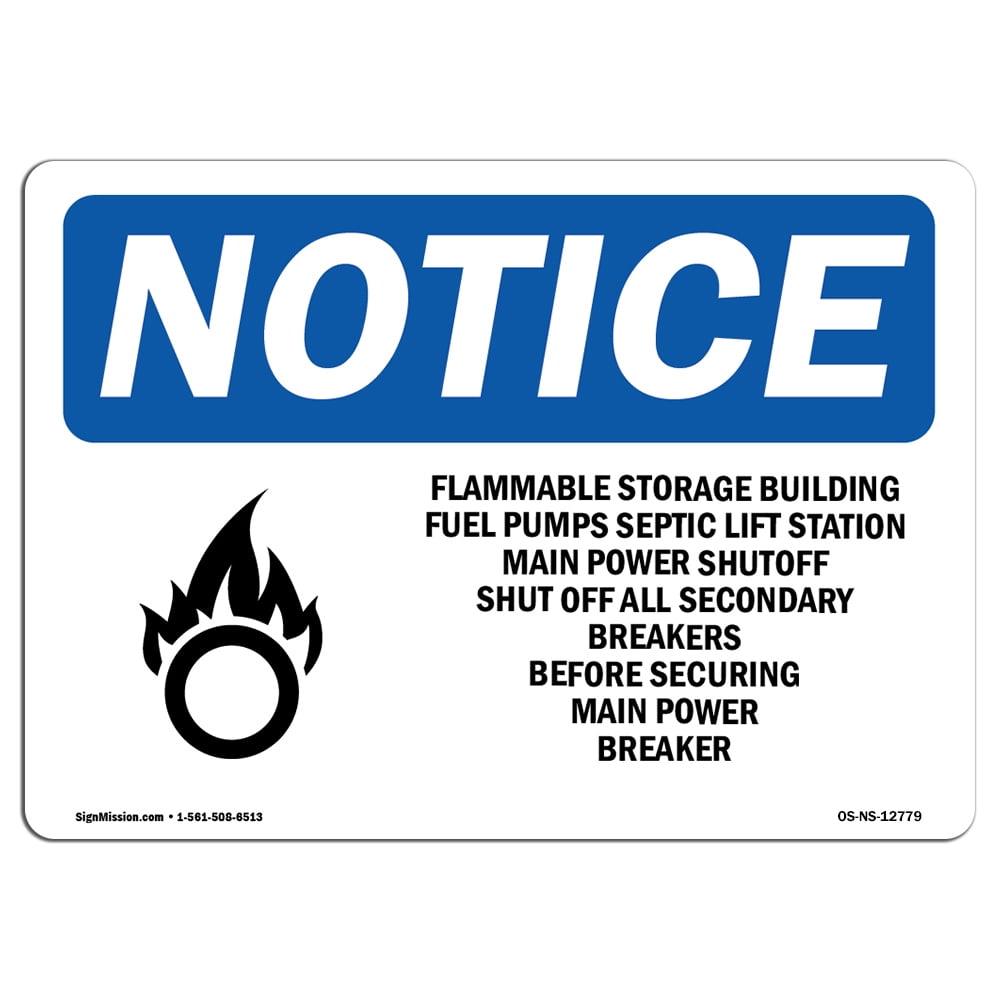 OSHA Notice Sign - Flammable Storage Building Fuel Sign With Symbol ...