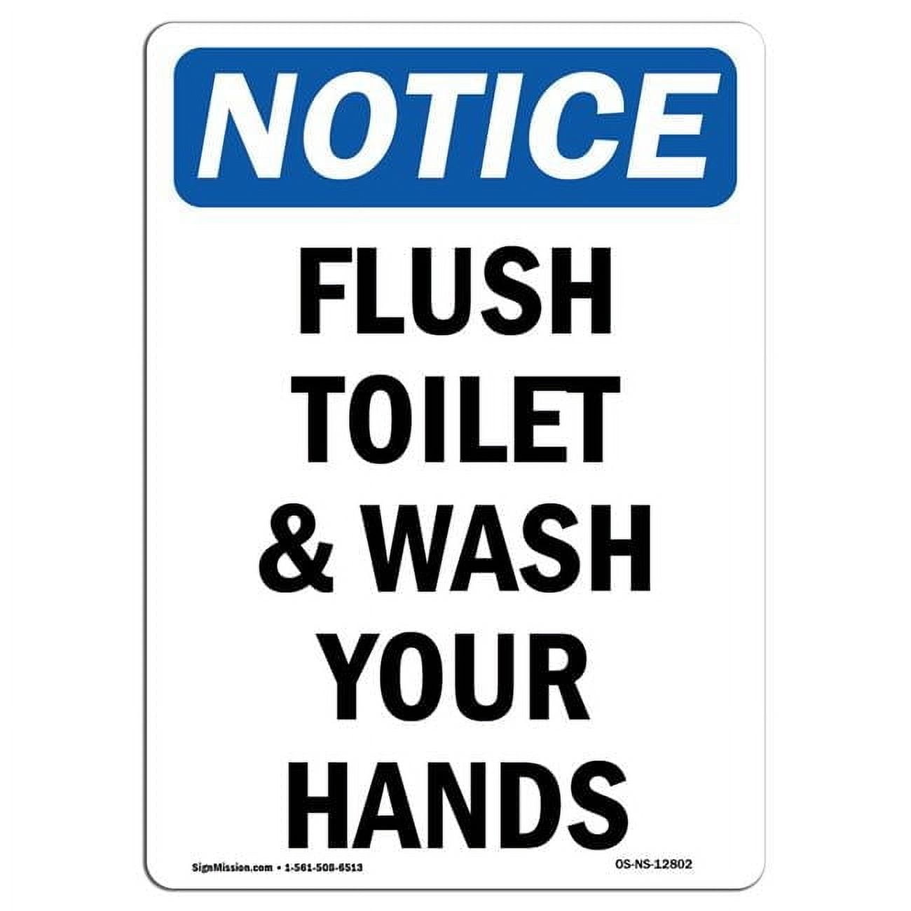 OSHA Notice Sign - Flush Toilet & Wash Your Hands - Walmart.com