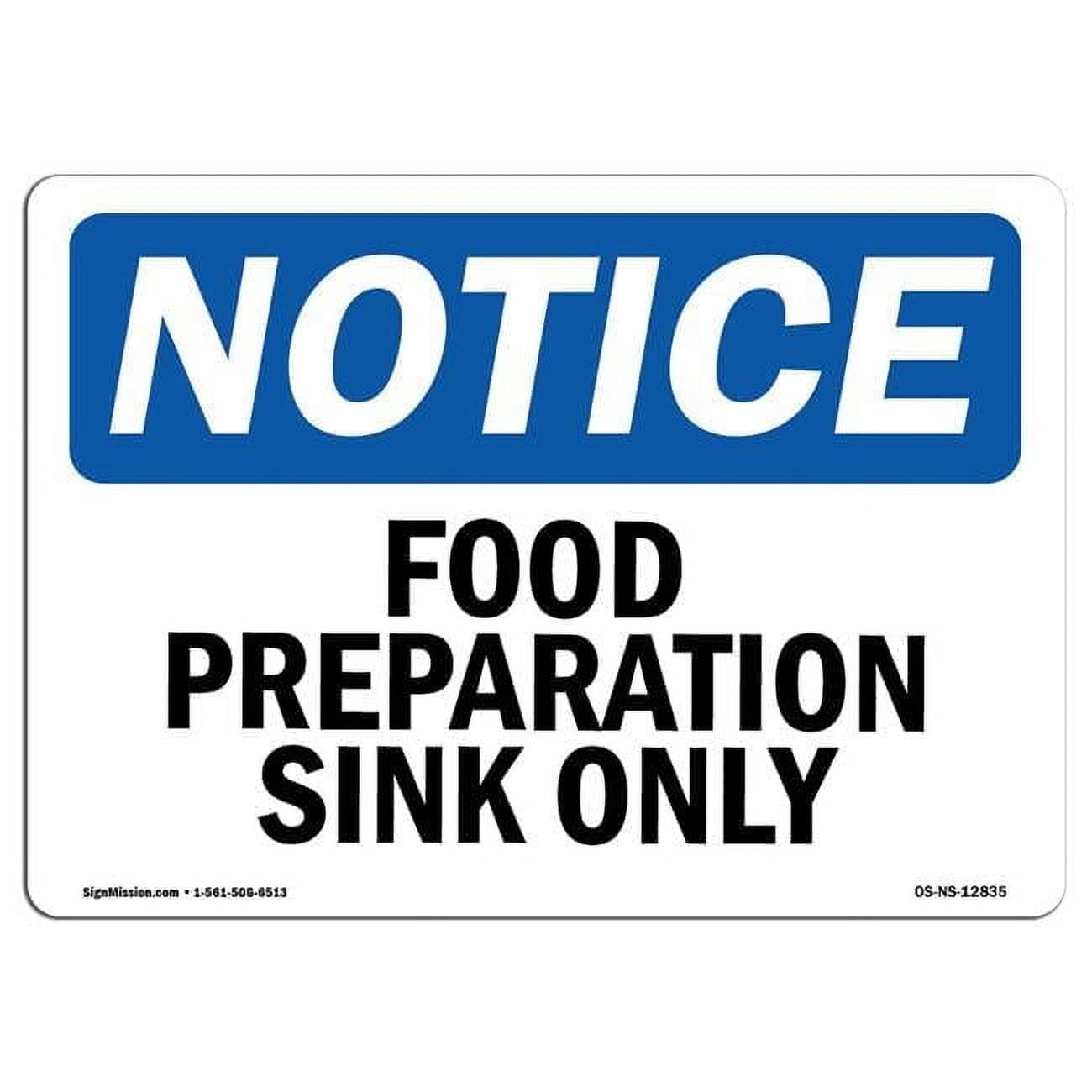 OSHA Notice Sign - Food Preparation Sink Only Sign - Walmart.com