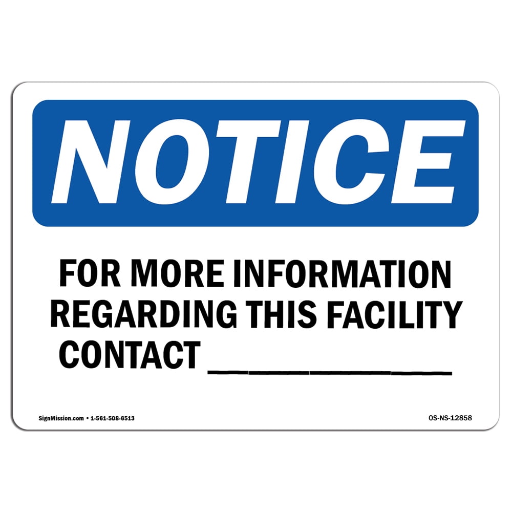 OSHA Notice Sign - For More Information Regarding This Facility | Decal ...