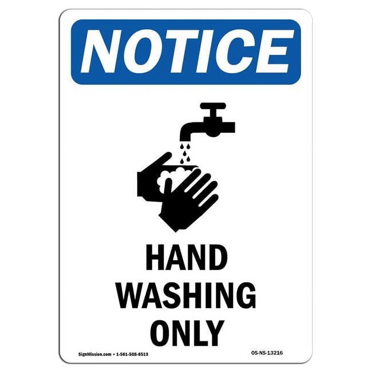 OSHA Notice Sign - Hand Washing Only with Symbol - Walmart.com