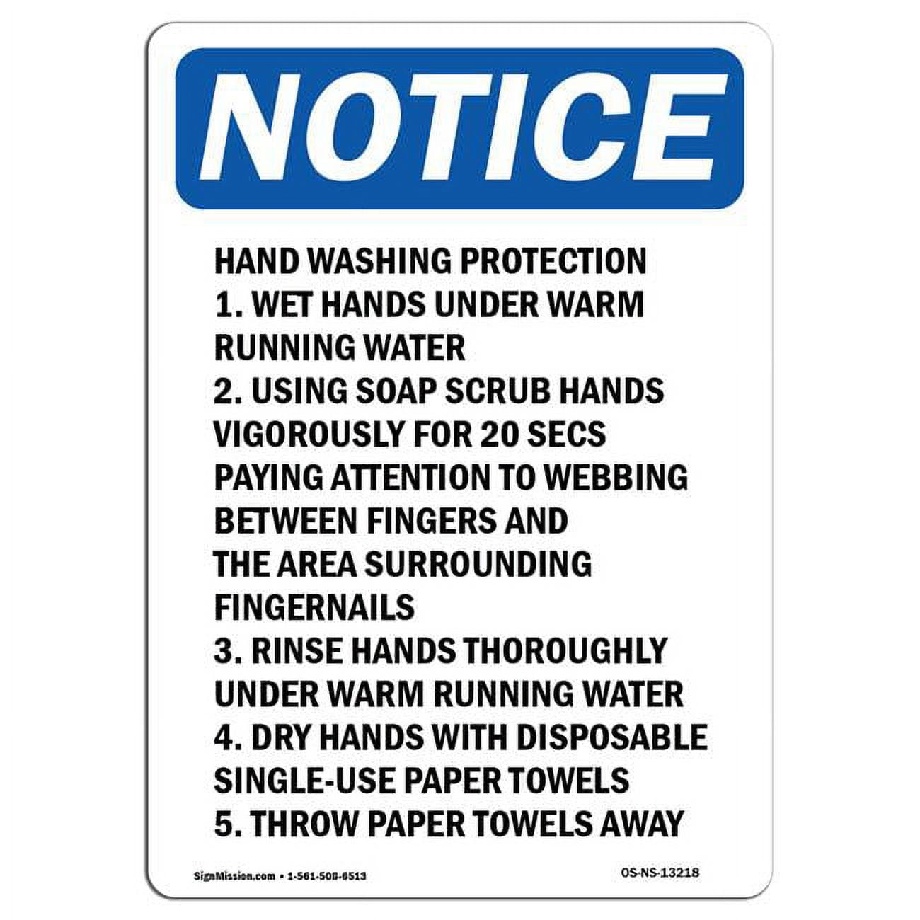 OSHA Notice Sign - Hand Washing Protection 1. Wet - Walmart.com