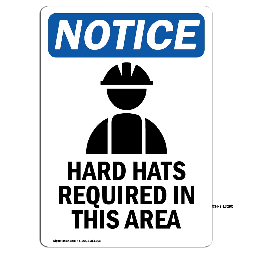 OSHA Notice Sign - Hard Hats Required Sign With Symbol | Decal ...