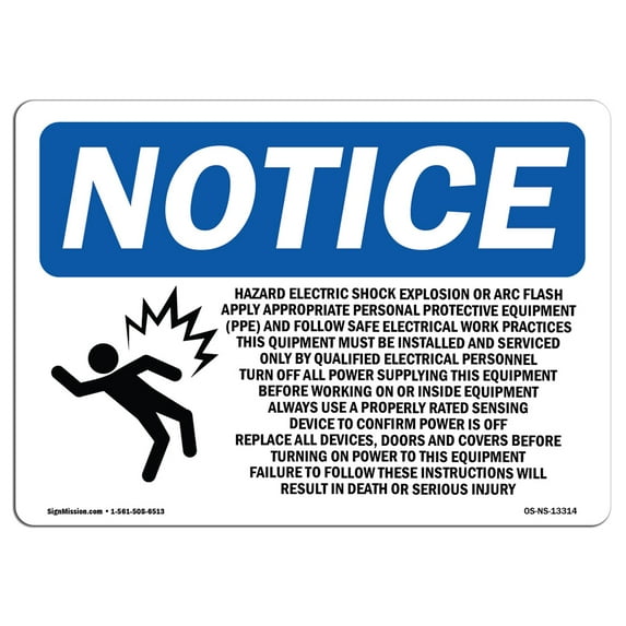 OSHA Notice Sign - Hazard Electric Shock Explosion Sign With Symbol ...