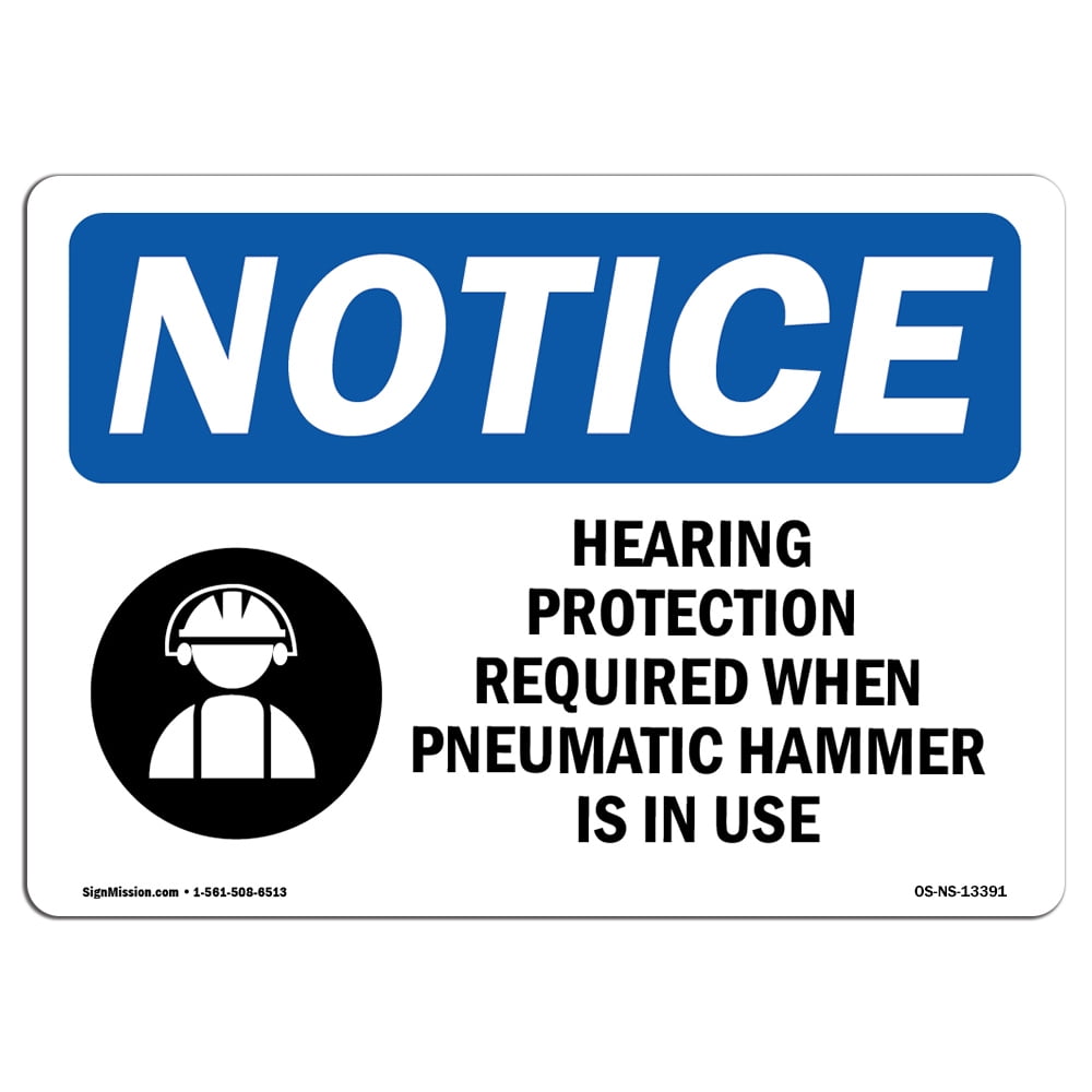 OSHA Notice Sign - Hearing Protection Required Sign With Symbol | Decal ...