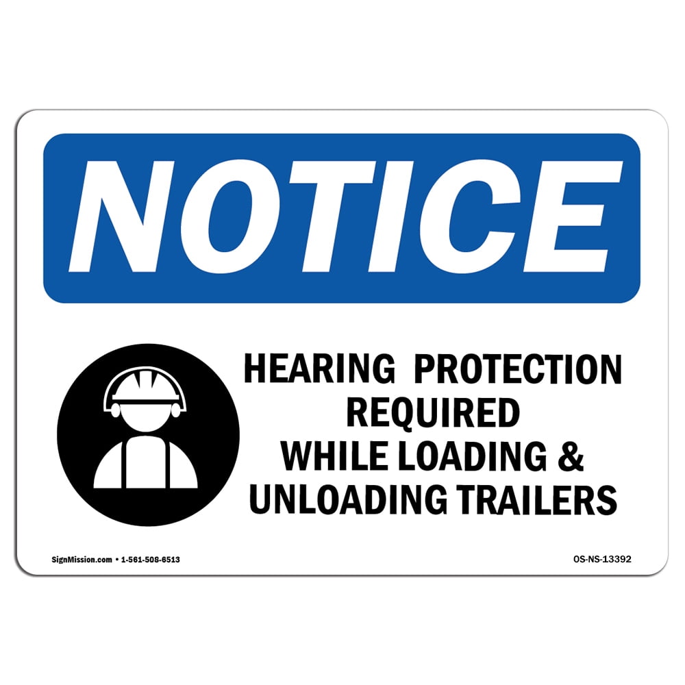 OSHA Notice Sign - Hearing Protection Required Sign With Symbol | Decal ...