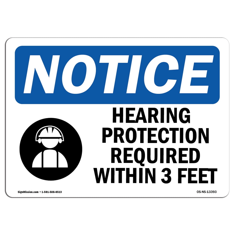 OSHA Notice Sign - Hearing Protection Required Sign With Symbol | Decal ...