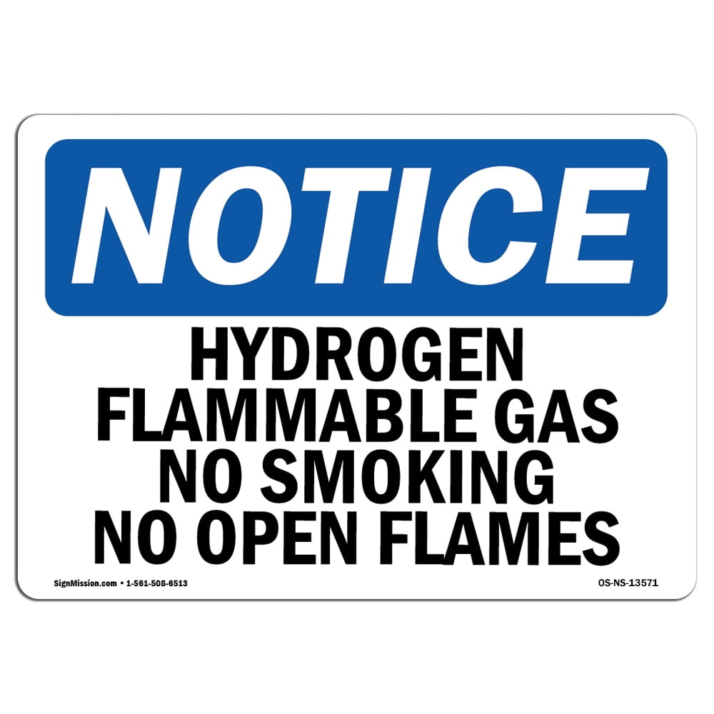 OSHA Notice Sign - Hydrogen Flammable Gas No Smoking No Open Flames ...