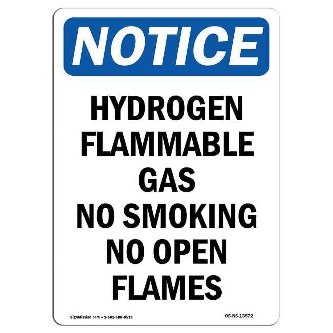 OSHA Notice Sign - Hydrogen Flammable Gas No Smoking - Walmart.com