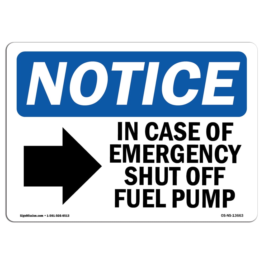 OSHA Notice Sign - In Case Of Emergency Shut Off Sign With Symbol ...