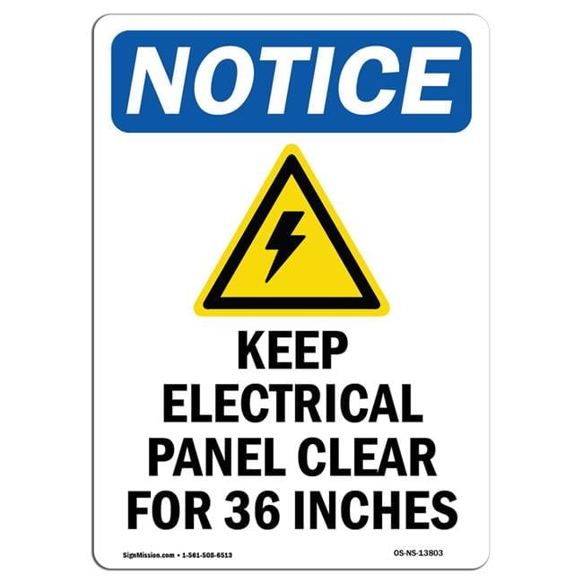 OSHA Notice Sign - Keep Electrical Panel Sign with Symbol - Walmart.com
