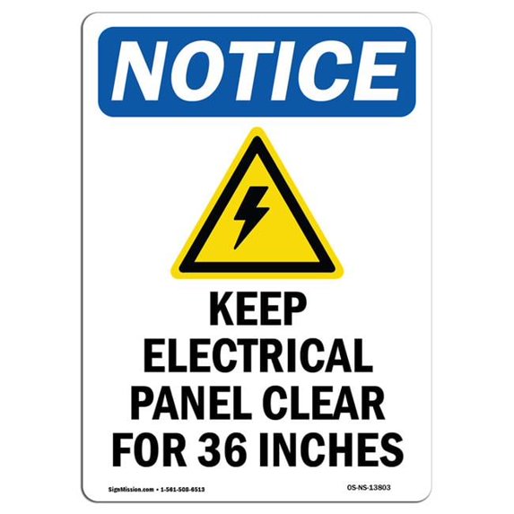 OSHA Notice Sign - Keep Electrical Panel Sign with Symbol - Walmart.com