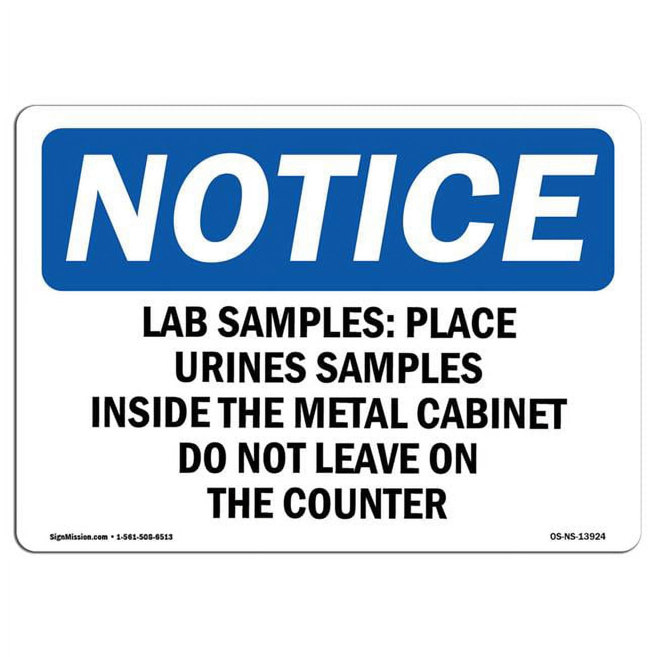 OSHA Notice Sign - Lab Samples Place Urine Samples Inside Sign ...