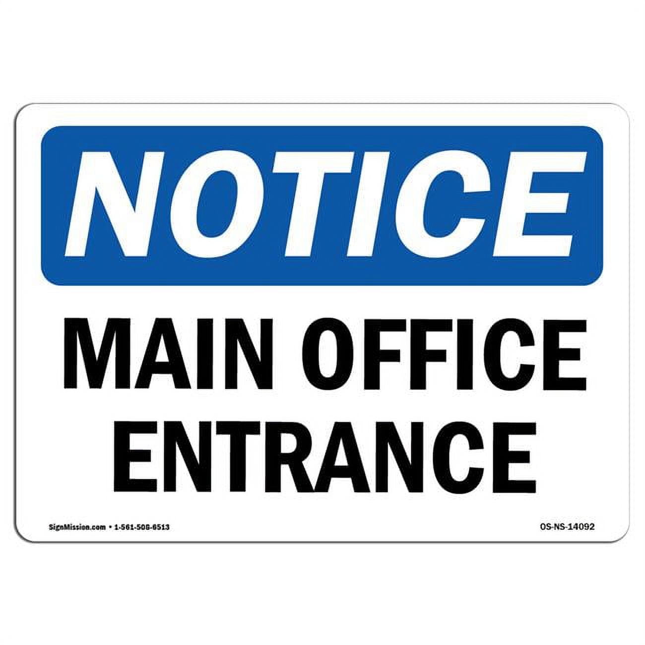 OSHA Notice Sign - Main Office Entrance Sign - Walmart.com