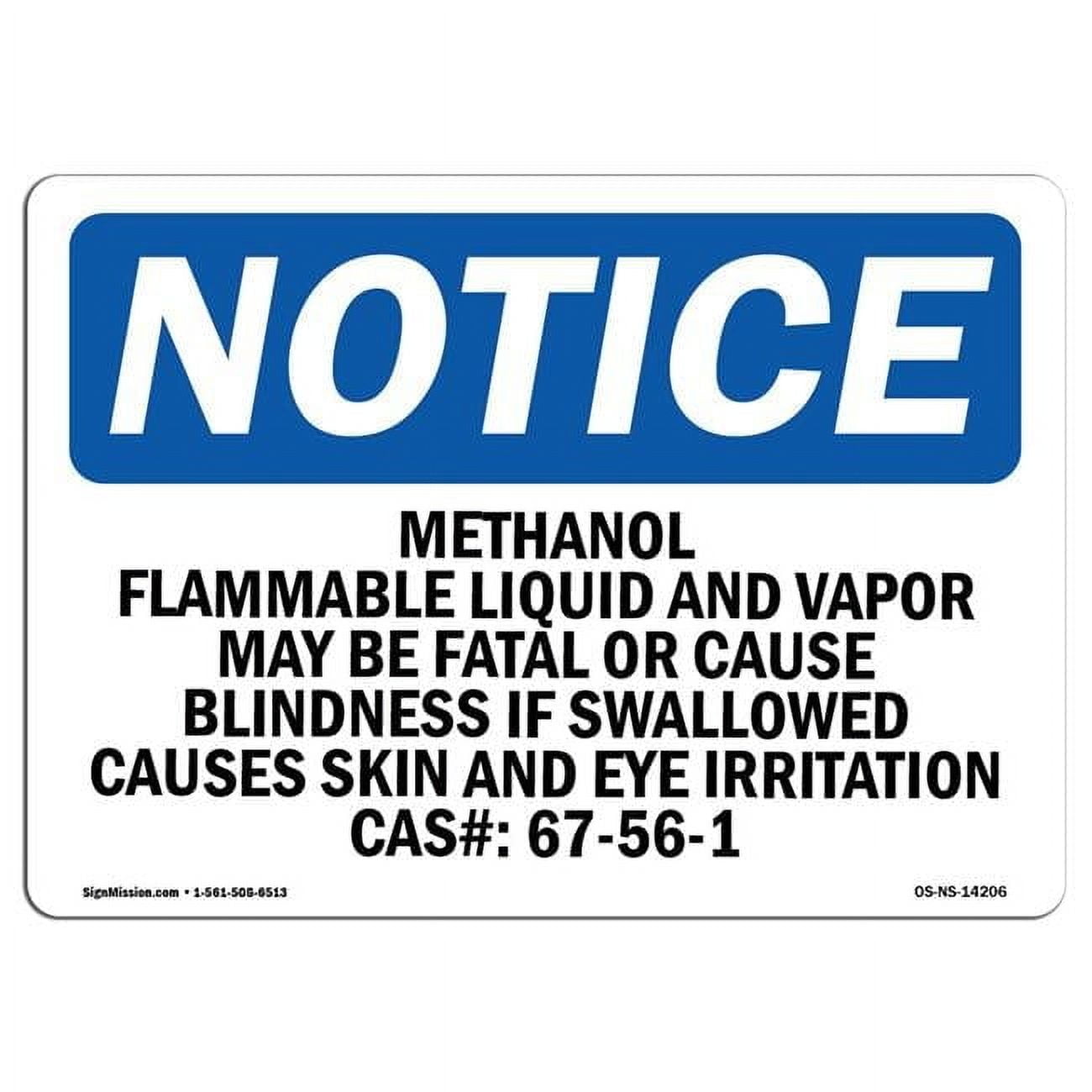 OSHA Notice Sign - Methanol Flammable Liquid & Vapor May Sign - Walmart.com