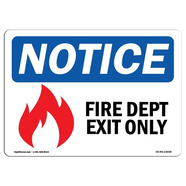 OSHA Notice Sign - NOTICE Fire Dept Use Only Sign With Symbol | Decal ...
